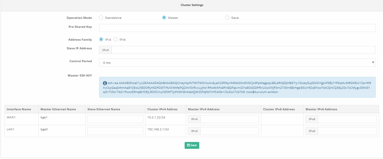 Cluster Settings - ePati Cyber Security